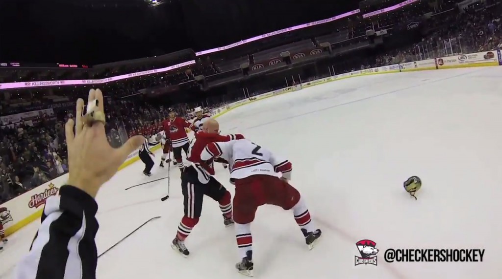 Hockey Referee David Banfield Films a Charlotte Checkers Game with a ...
